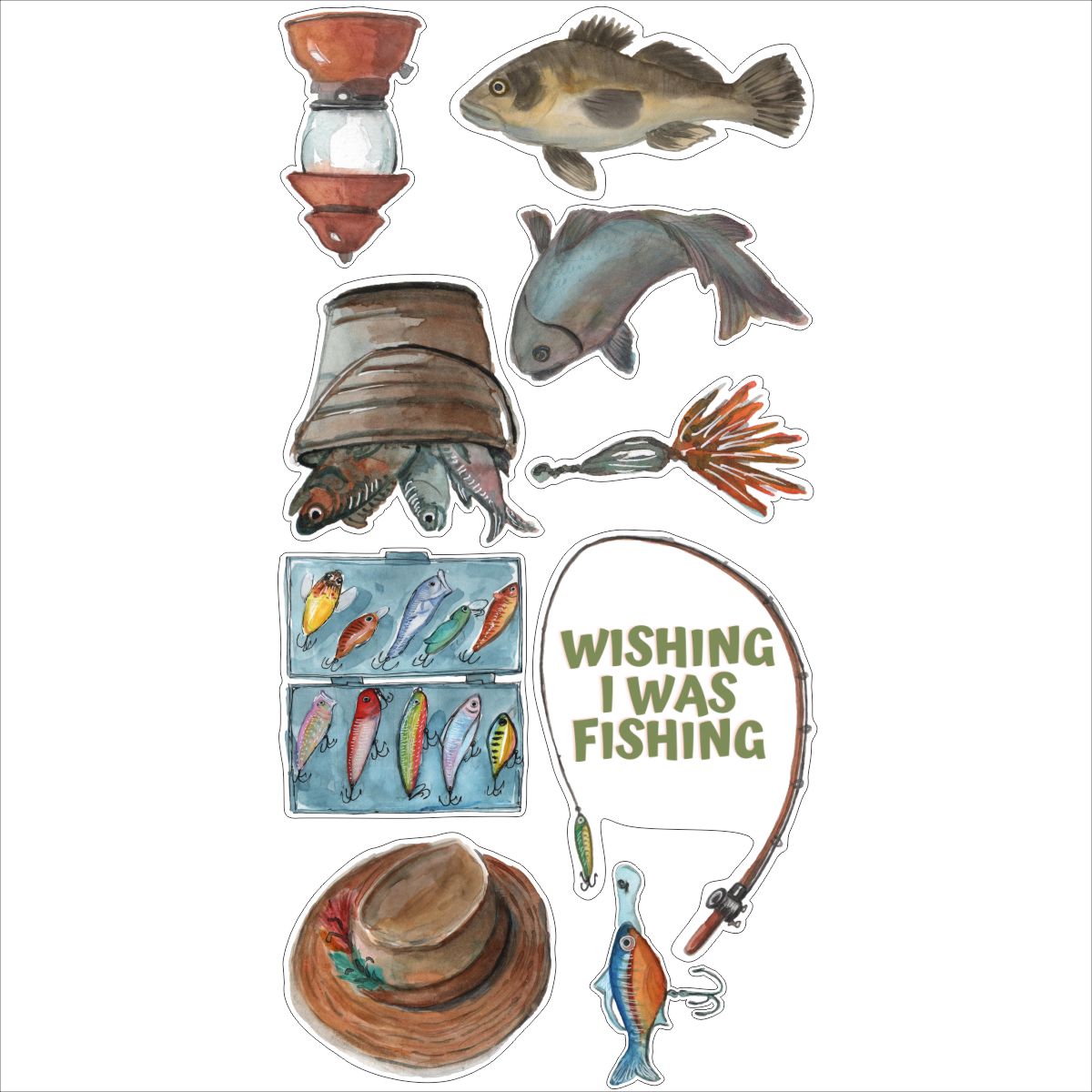 Fishing Cards | Fish, Wishing I was Fishing, Bait, Hat, etc. | SignWay